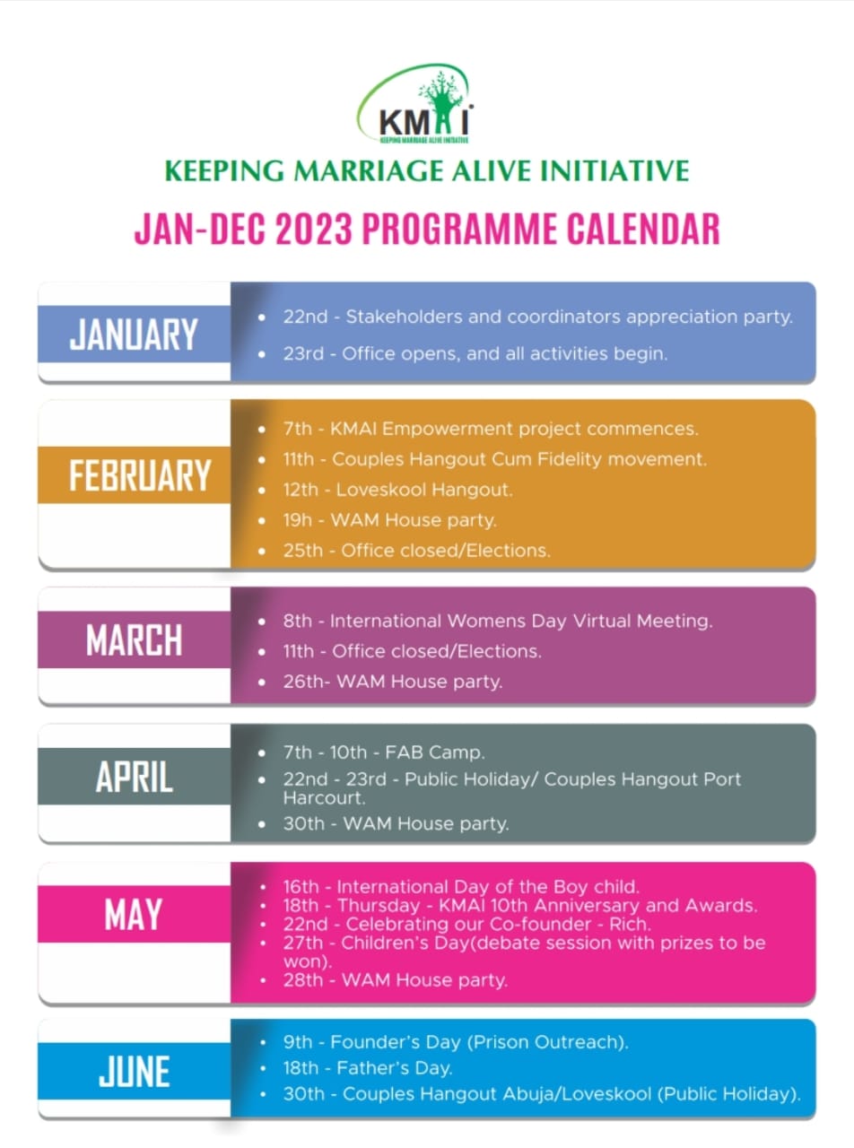 KMAI Calendar 2023 - Keeping Marriage Alive Initiative