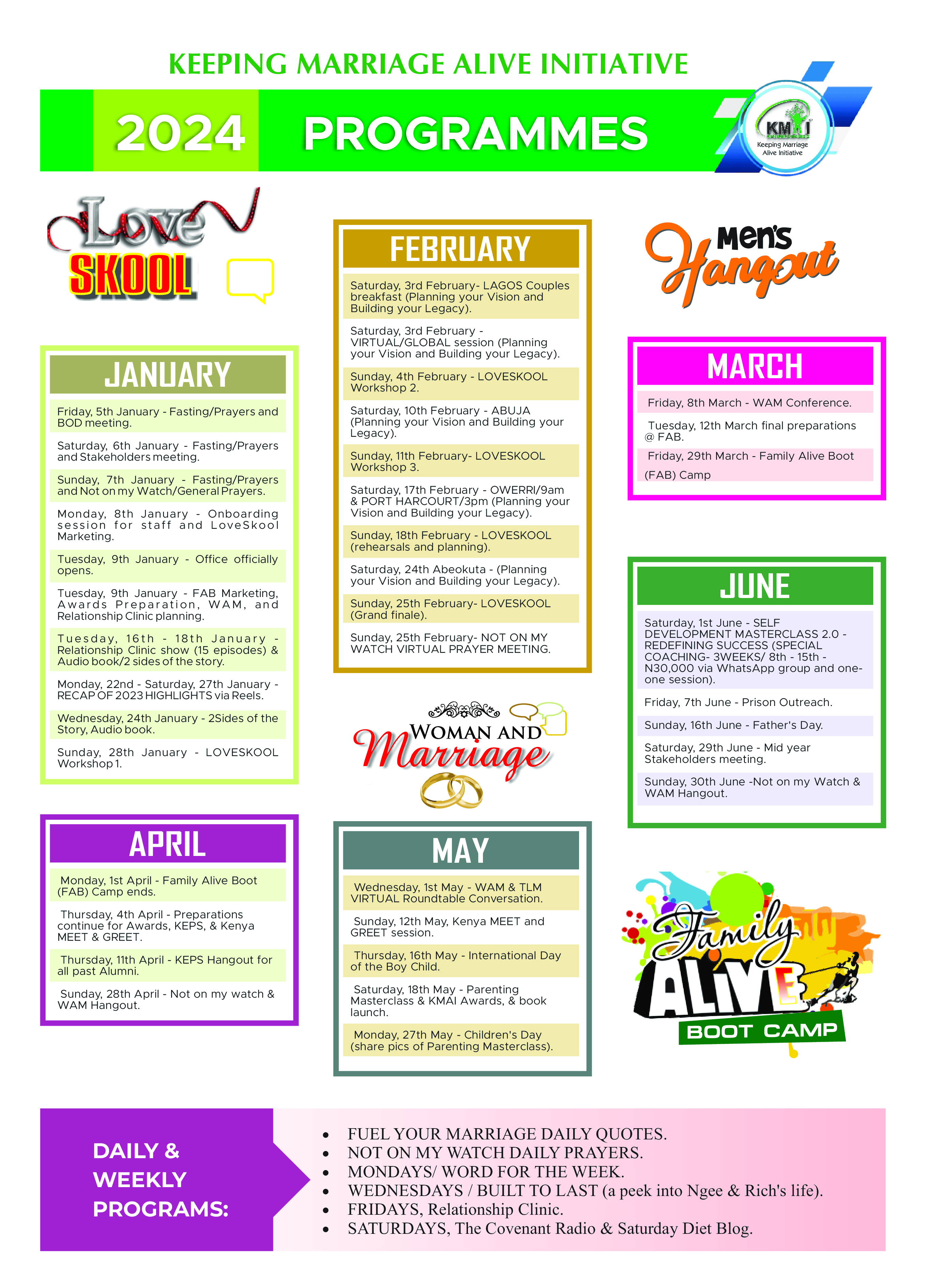 KMAI 2024 CALENDAR - Keeping Marriage Alive Initiative